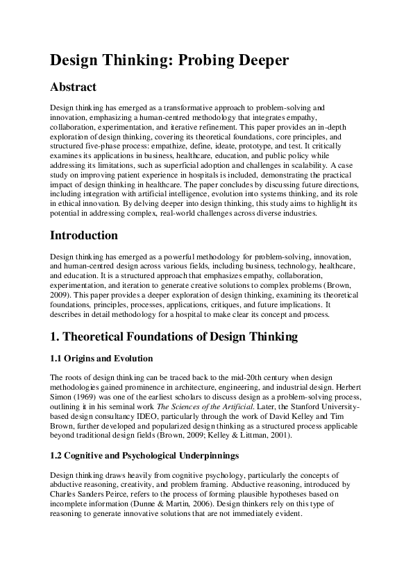(PDF) Principles and Practice of Design Thinking