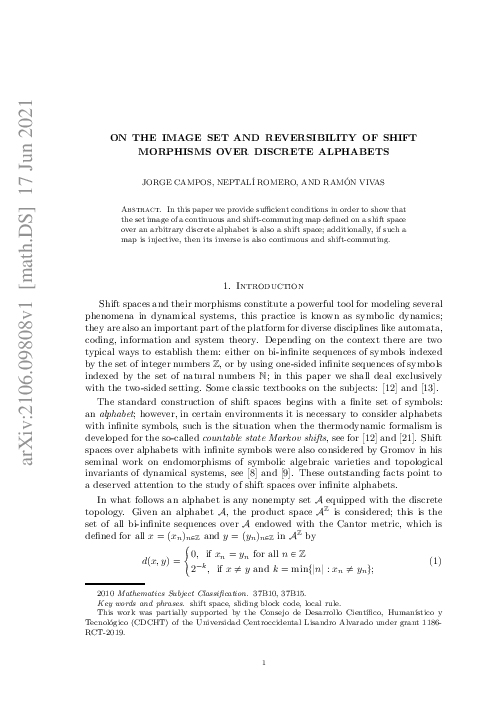 (PDF) On the image set and reversibility of shift morphisms over ...