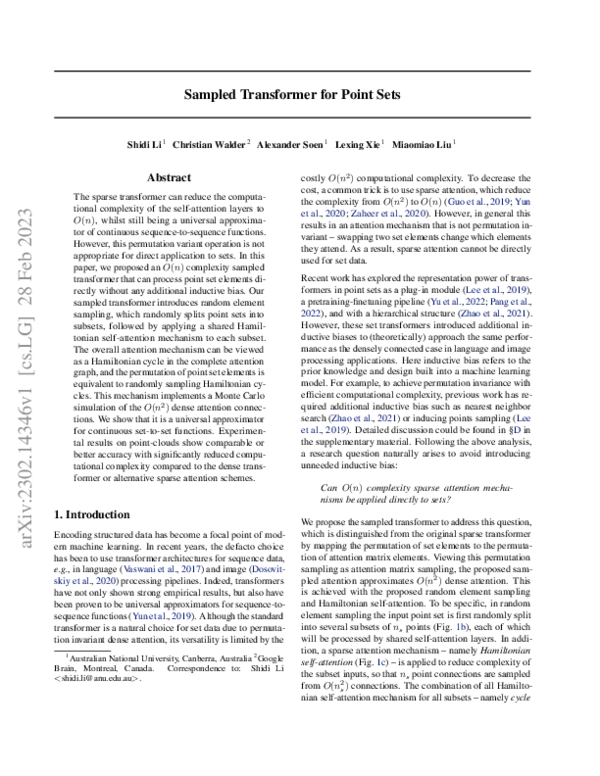 Sampled Transformer for Point Sets