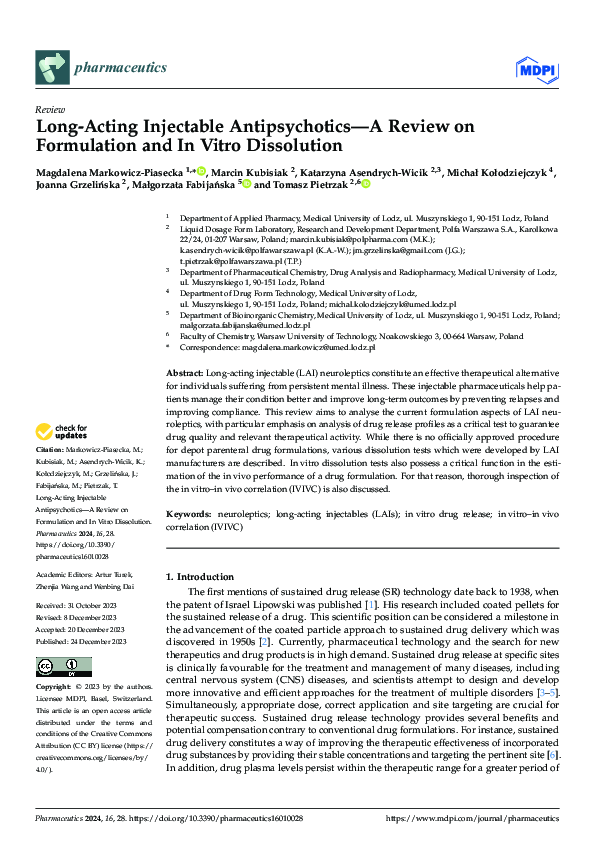 (PDF) Long-Acting Injectable Antipsychotics—A Review on Formulation and ...