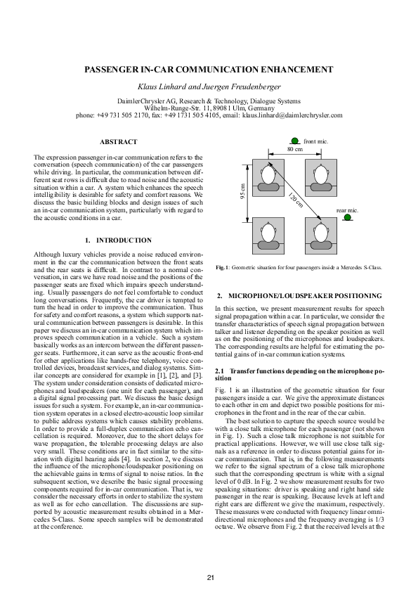 (PDF) Passenger in-car communication enhancement