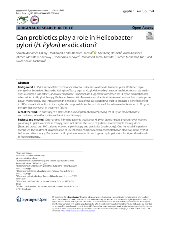 (PDF) Can probiotics play a role in Helicobacter pylori (H. Pylori ...