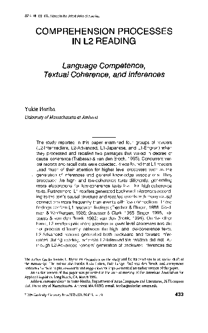 (PDF) Comprehension processes in L2 reading: Language competence ...