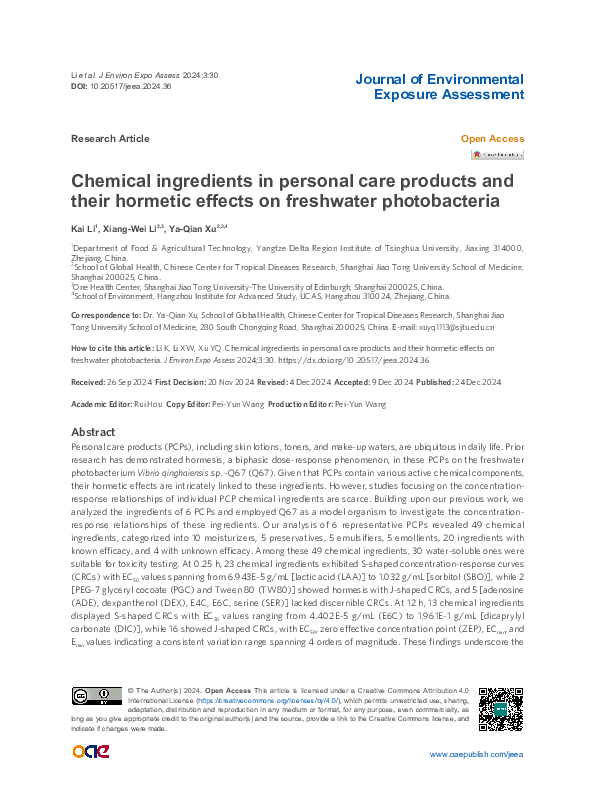 (PDF) Chemical ingredients in personal care products and their hormetic ...