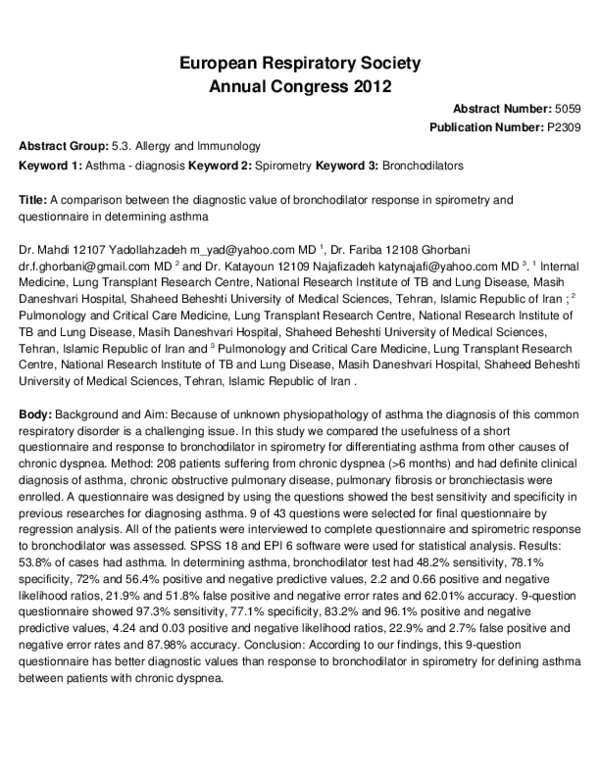 (PDF) A comparison between the diagnostic value of bronchodilator ...