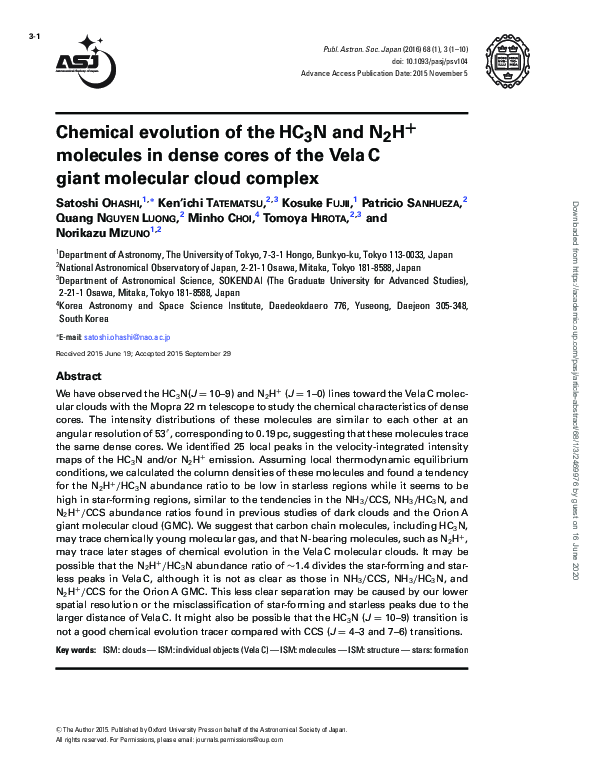 Chemical evolution of the HC 3 N and N 2 H + molecules in dense cores ...
