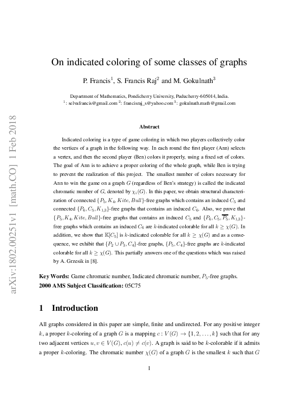 On Indicated Coloring of Some Classes of Graphs