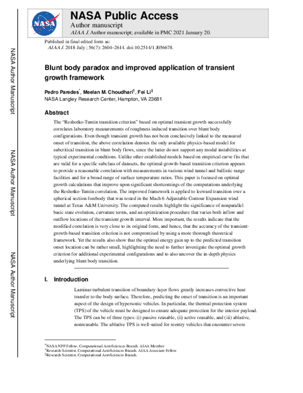 Blunt-Body Paradox and Improved Application of Transient-Growth Framework