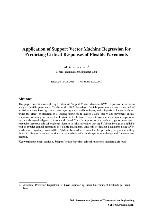 (PDF) Application of Support Vector Machine Regression for Predicting Critical Responses of ...