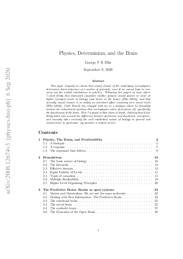 (PDF) Physics, Determinism, and the Brain