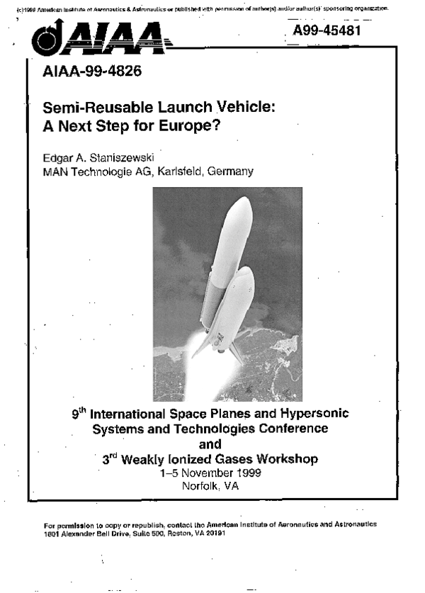 (PDF) Semi-reusable launch vehicle - A next step for Europe?