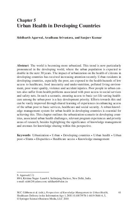 (PDF) Urban Health in Developing Countries