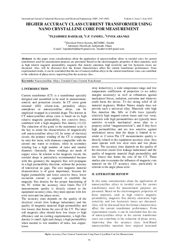 (PDF) Higher Accuracy Class Current Transformer Using Nano Crystalline ...