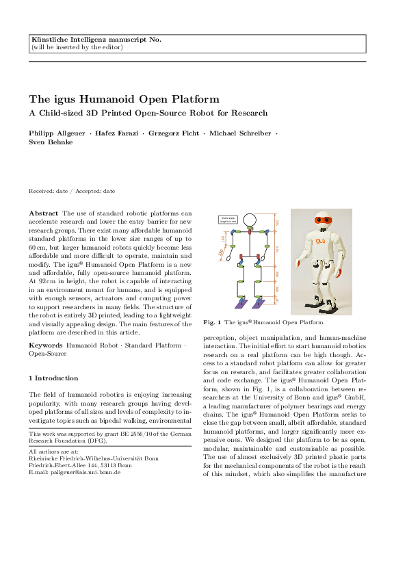 (PDF) The igus Humanoid Open Platform
