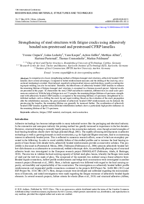 (PDF) Strengthening of steel structures with fatigue cracks using ...