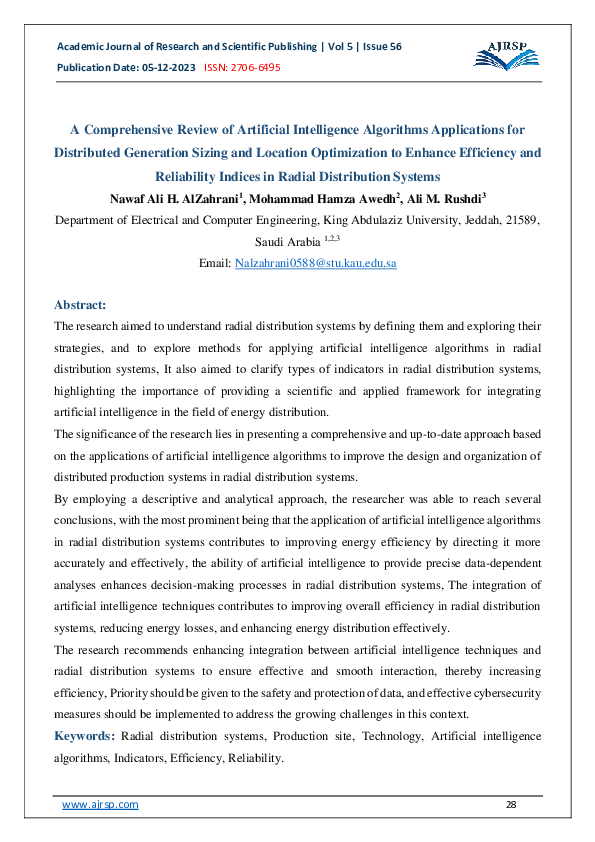 Pdf A Comprehensive Review Of Artificial Intelligence Algorithms Applications For Distributed