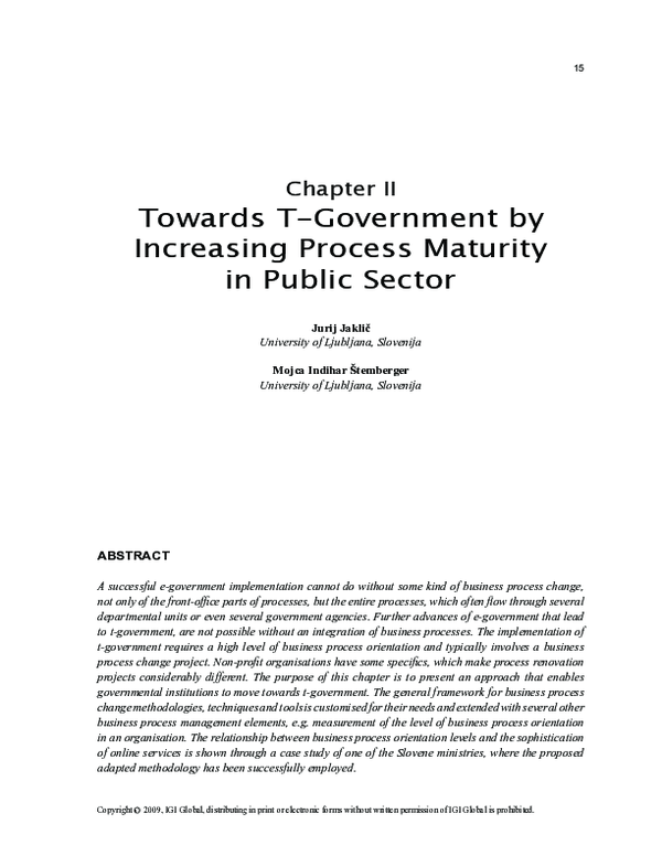 (PDF) Towards T-Government by Increasing Process Maturity in Public Sector
