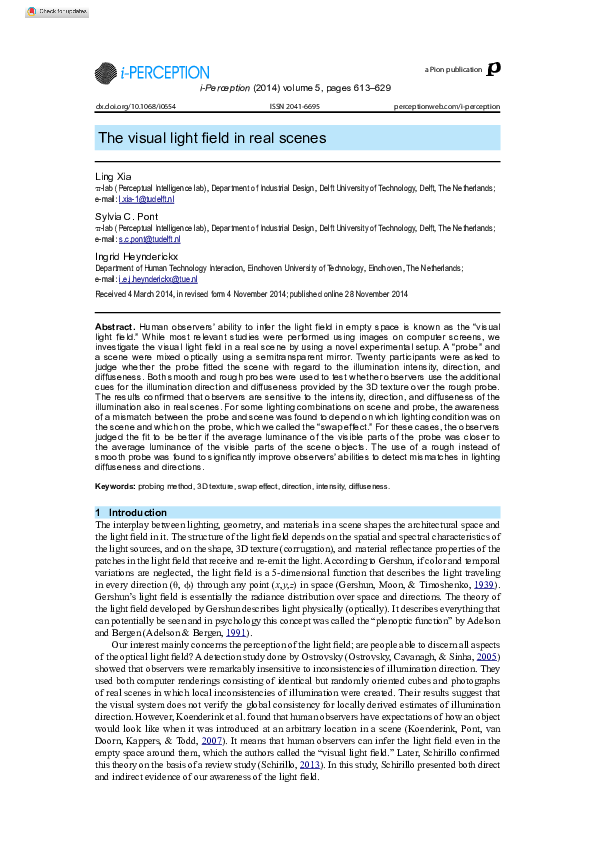 (PDF) The Visual Light Field in Real Scenes