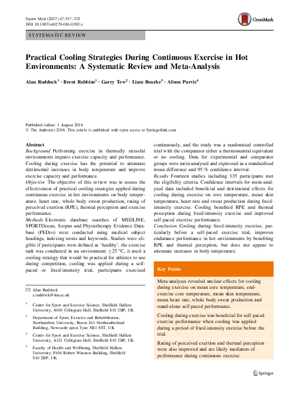 (PDF) Practical Cooling Strategies During Continuous Exercise in Hot ...