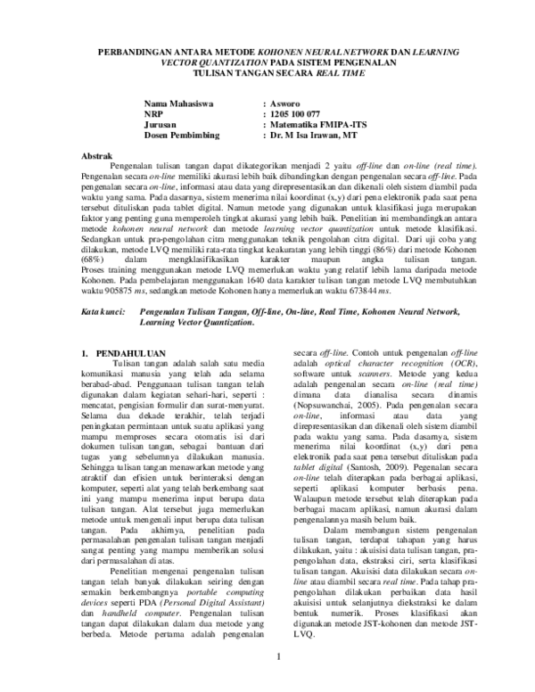 (PDF) Perbandingan Antara Metode Kohonen Neural Network Dan Learning ...