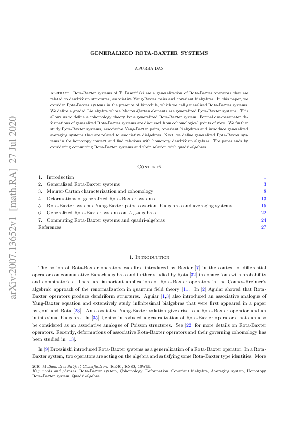 (PDF) Generalized Rota-Baxter systems