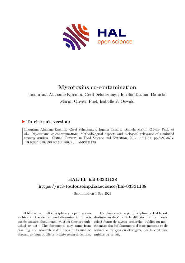 (PDF) Mycotoxins co-contamination: Methodological aspects and ...