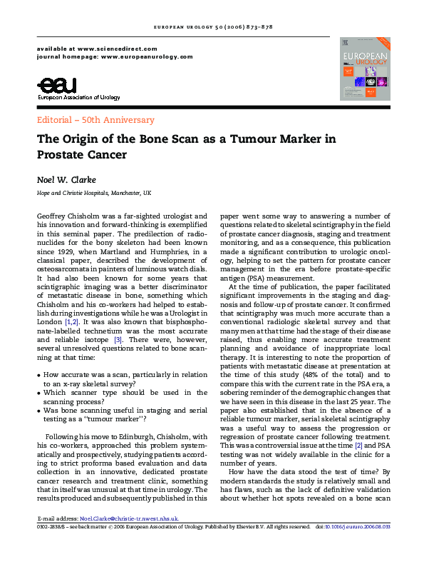 (PDF) The Origin of the Bone Scan as a Tumour Marker in Prostate Cancer