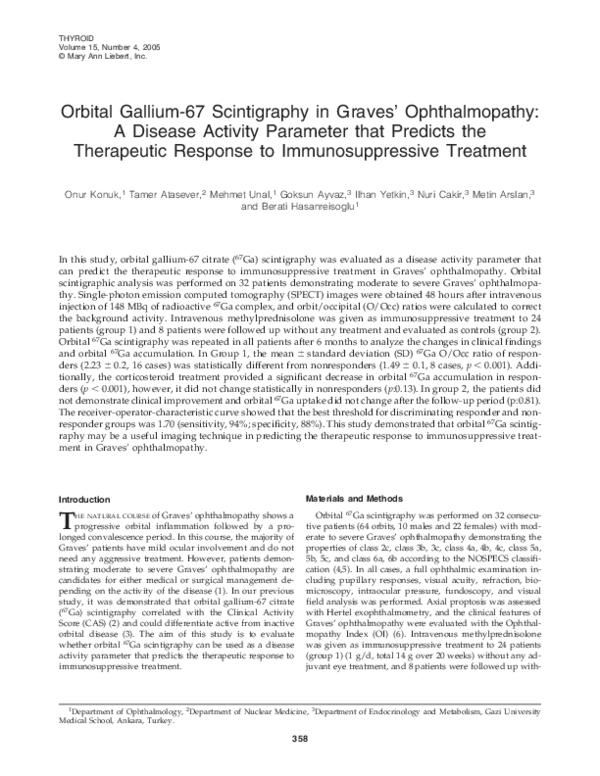 (PDF) Orbital Gallium-67 Scintigraphy in Graves' Ophthalmopathy