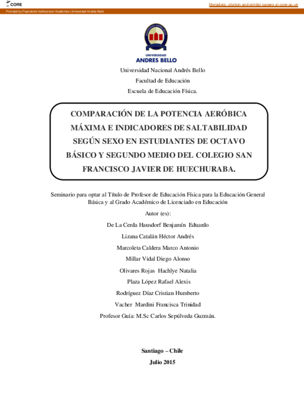 (PDF) Comparación de la potencia aeróbica máxima e indicadores de saltabilidad según sexo en ...