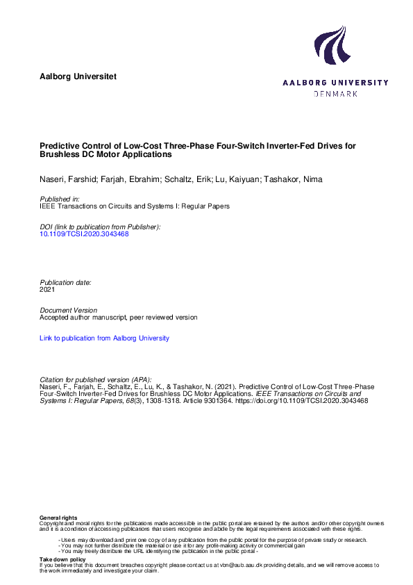(PDF) Predictive Control of Low-Cost Three-Phase Four-Switch Inverter-Fed Drives for Brushless ...
