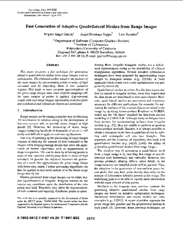 (PDF) Fast generation of adaptive quadrilateral meshes from range images