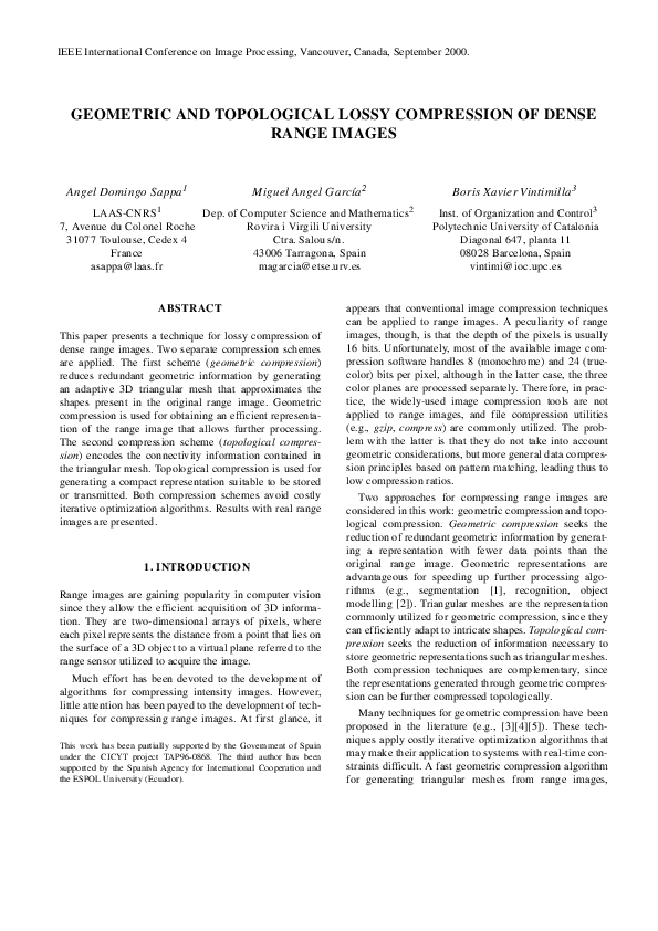 (PDF) Geometric and topological lossy compression of dense range images