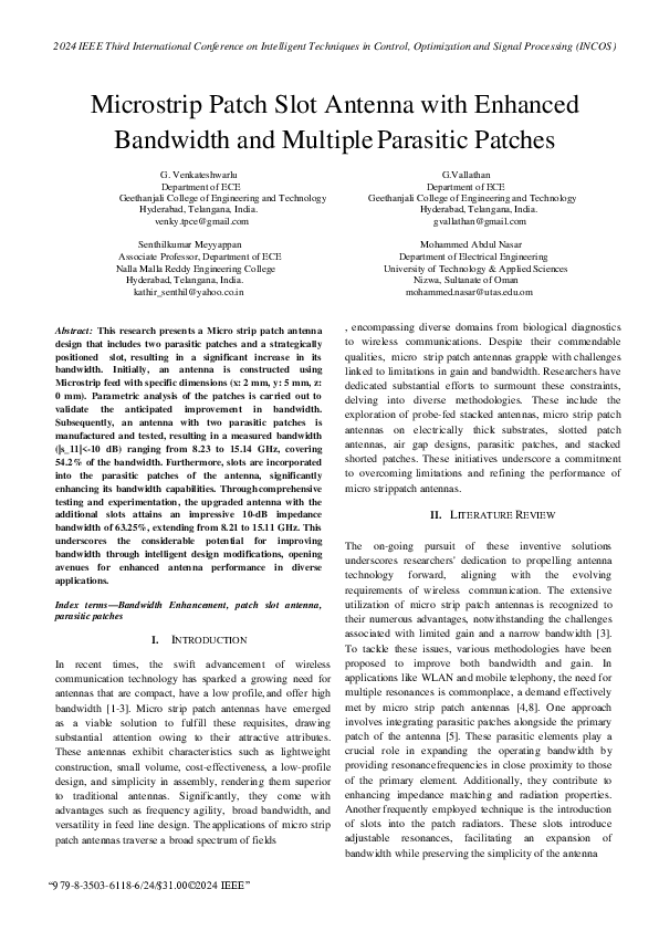(PDF) Microstrip Patch Slot Antenna with Enhanced Bandwidth and ...