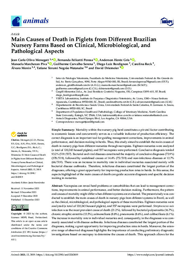 (PDF) Main Causes of Death in Piglets from Different Brazilian Nursery ...