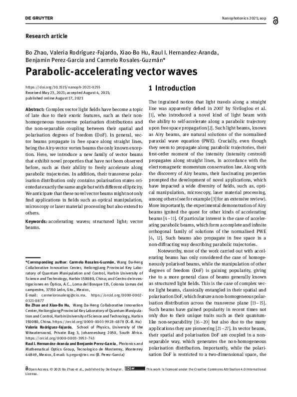 (PDF) Parabolic-accelerating vector waves