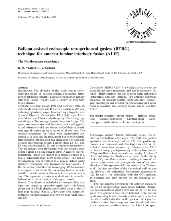 (PDF) Balloon-assisted endoscopic retroperitoneal gasless (BERG ...