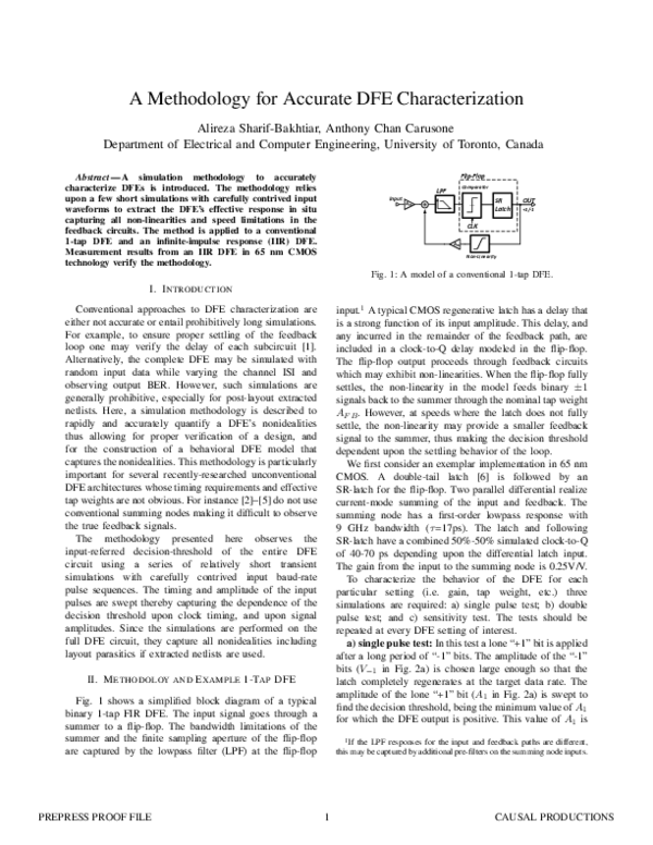 (PDF) A Methodology for Accurate DFE Characterization