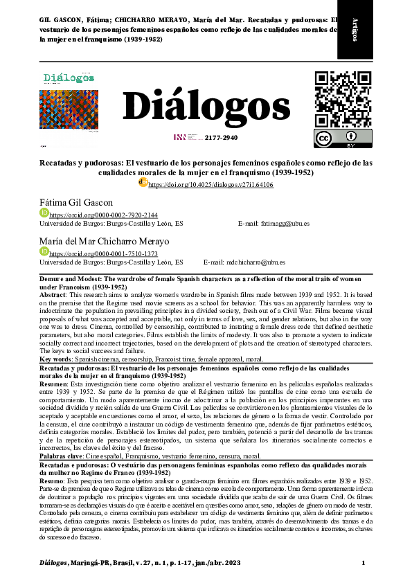 (PDF) Recatadas y pudorosas: El vestuario de los personajes femeninos ...