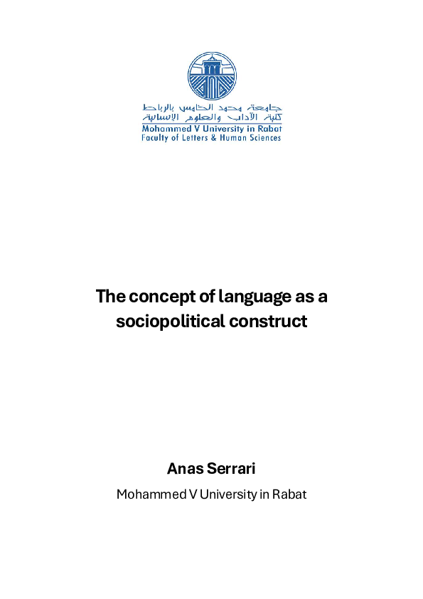 (PDF) The concept of language as a sociopolitical construct