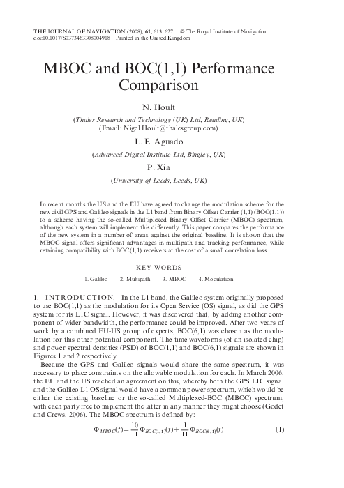 (PDF) MBOC and BOC(1,1) Performance Comparison