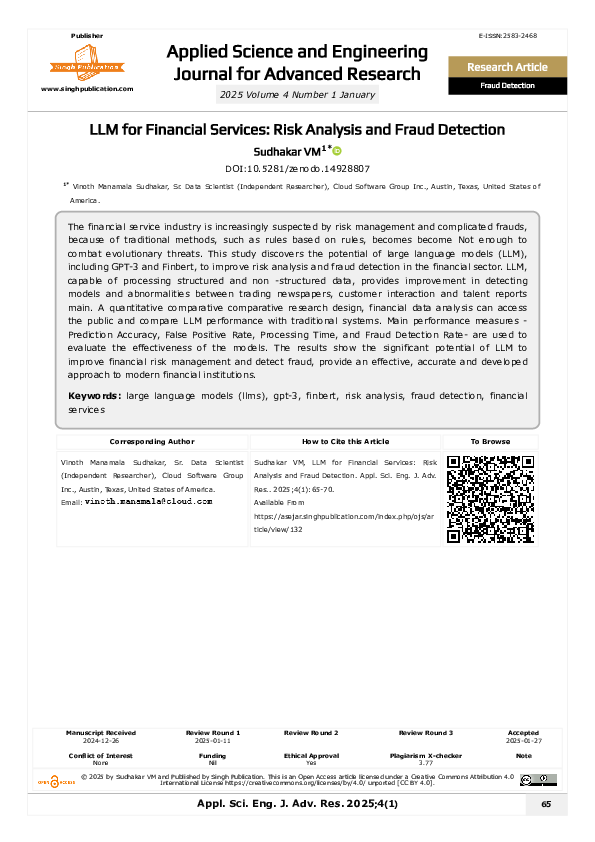 (PDF) LLM for Financial Services: Risk Analysis and Fraud Detection