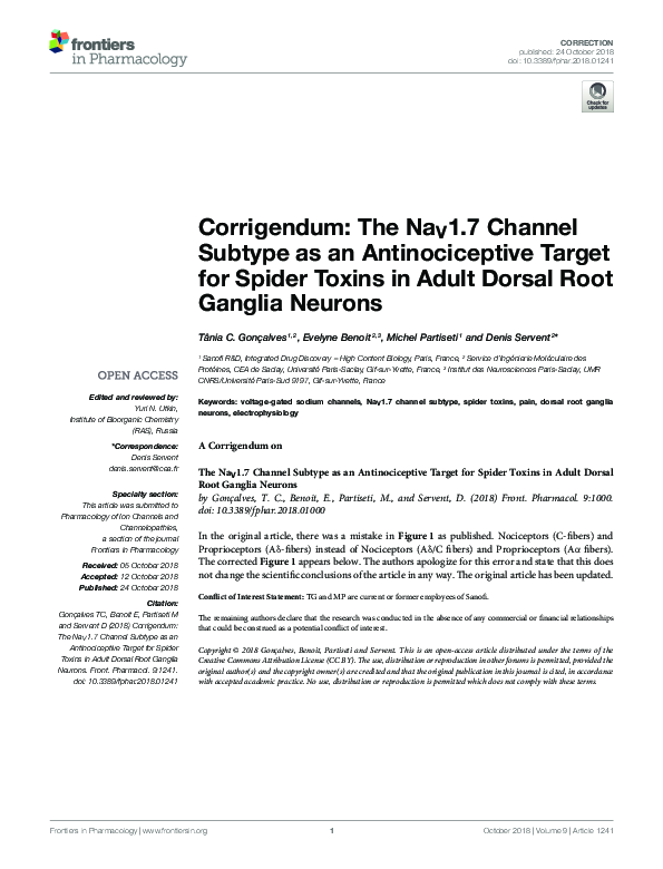 (PDF) Corrigendum: The NaV1.7 Channel Subtype as an Antinociceptive ...