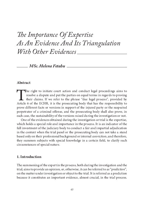 (PDF) The Importance Of Expertise As An Evidence And Its Triangulation ...