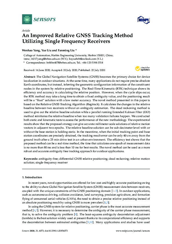 (PDF) An Improved Relative GNSS Tracking Method Utilizing Single ...