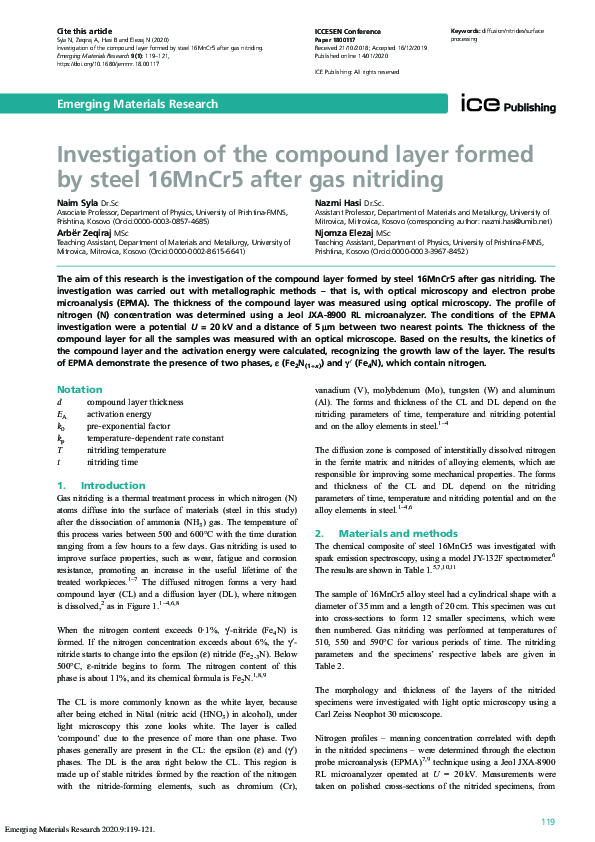 (PDF) Investigation of the Compound Layer Formed by Steel 16MnCr5 After ...
