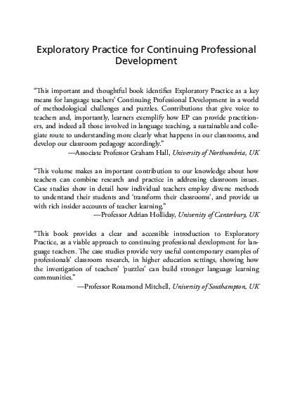 (PDF) Exploratory Practice for Continuing Professional Development