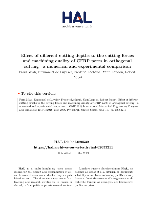 (PDF) Effect of Different Cutting Depths to the Cutting Forces and Machining Quality of CFRP ...