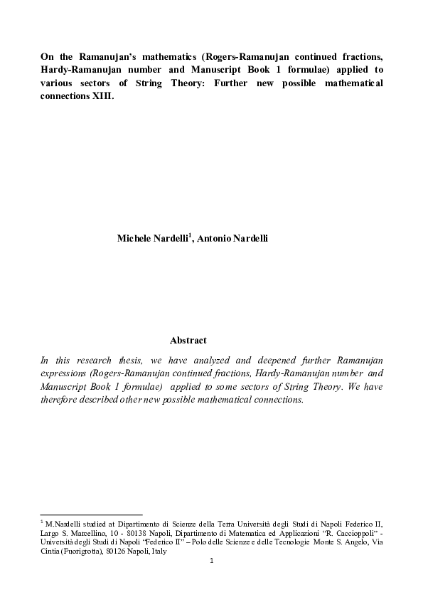 (PDF) On the Ramanujan’s Mathematics (Rogers-Ramanujan Continued ...