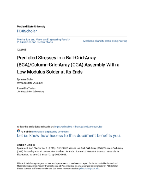 (PDF) Predicted stresses in a ball-grid-array (BGA)/column-grid-array ...