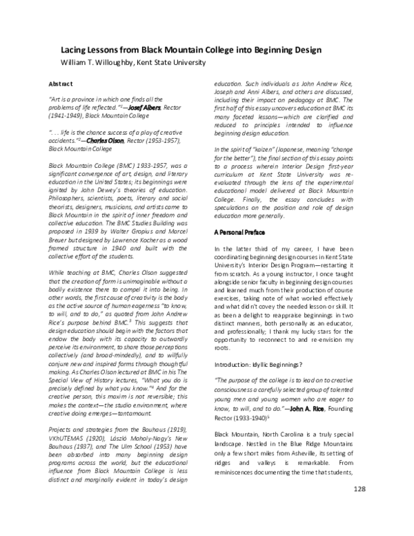 (PDF) Lacing Lessons from Black Mountain College into Beginning Design